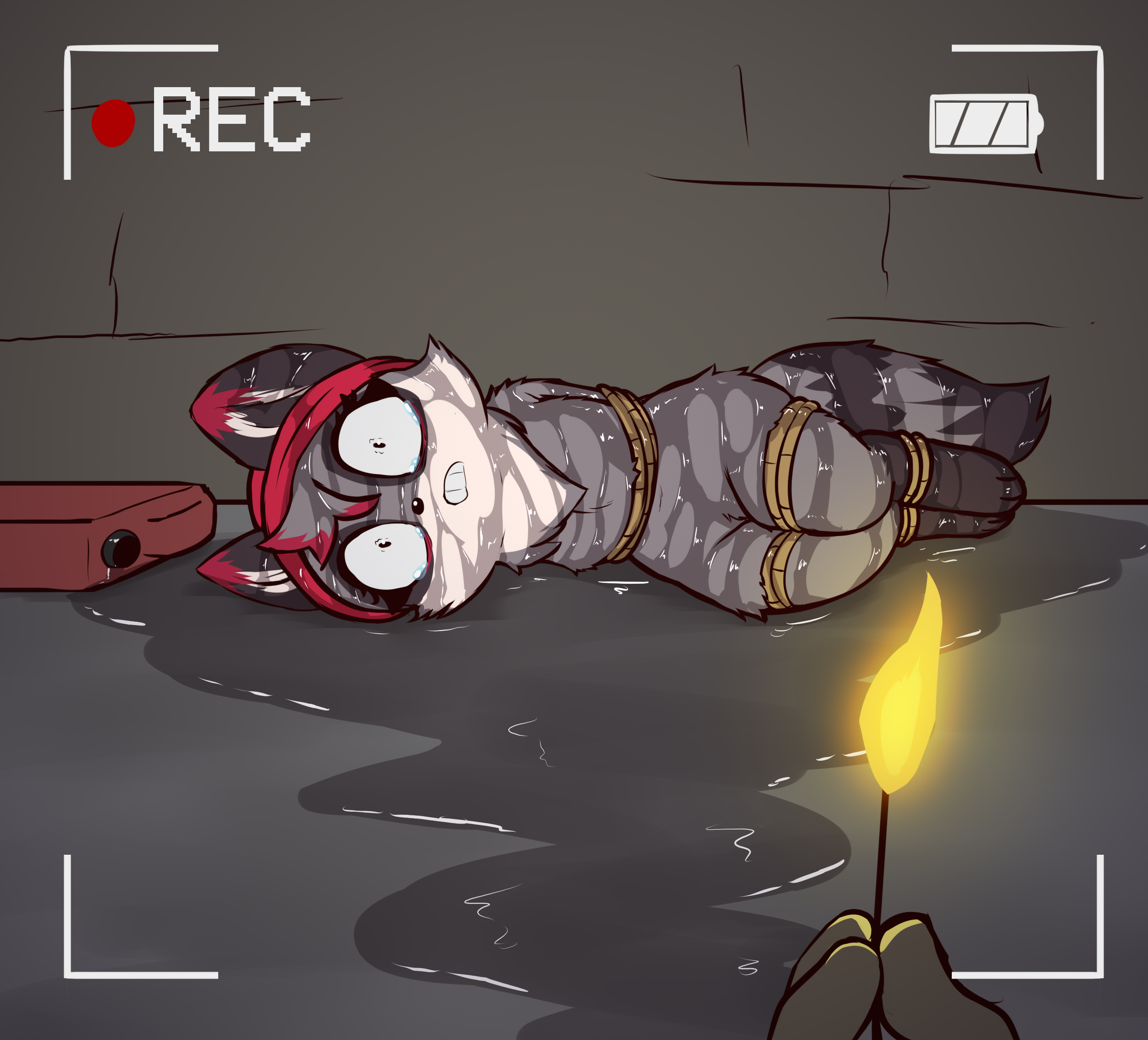 Rule 34 Anthro Arms Tied Bodily Fluids Bound Brick Wall Camera View Clenched Teeth Constricted